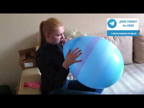 Blue balloon blow to pop