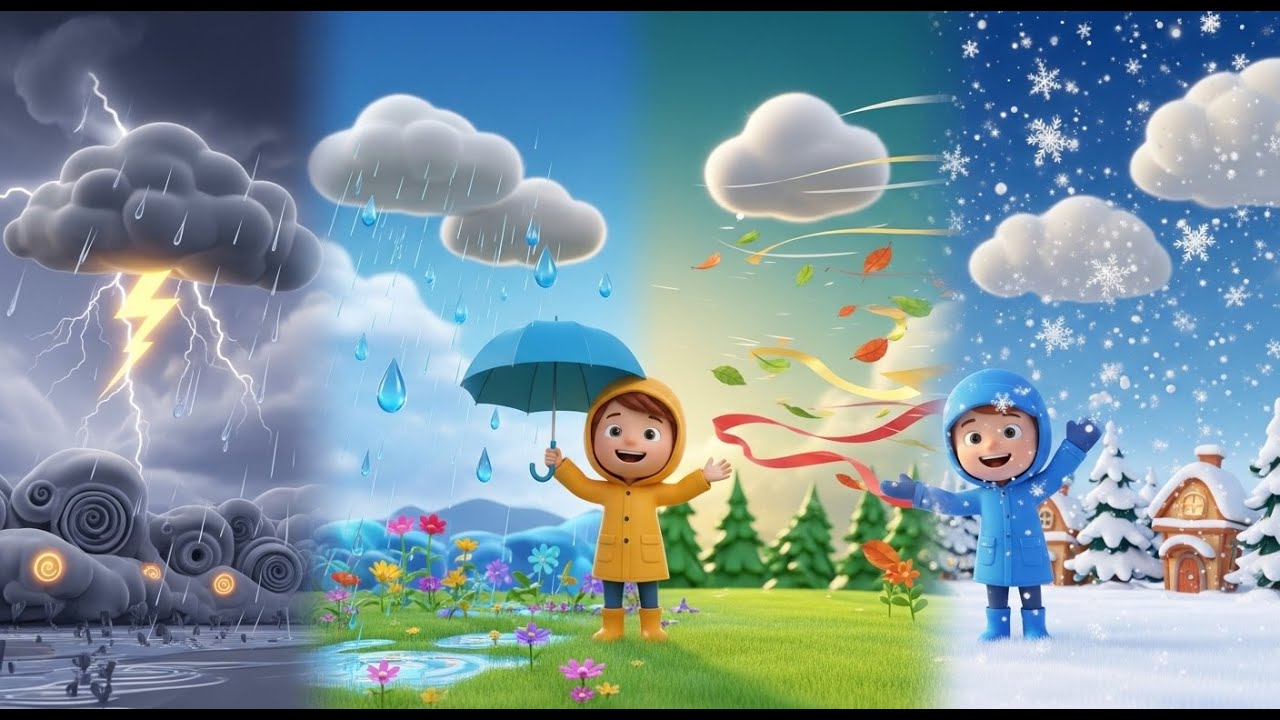 I Hear Thunder, Rain, Wind, and Snow | Weather Song for Kids and ...