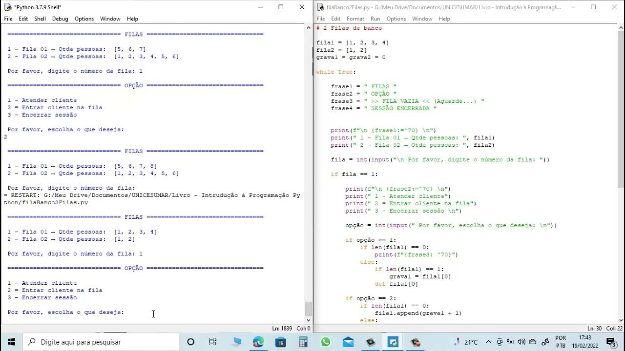 Python - Atendimento Fila Banco - YouTube