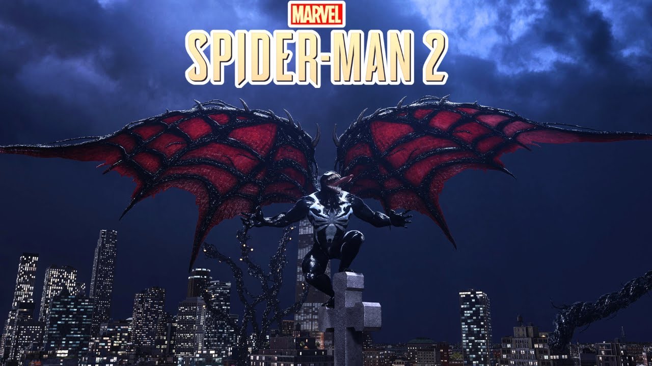 Venom with wings flying around New York city - Marvels Spiderman 2 ...