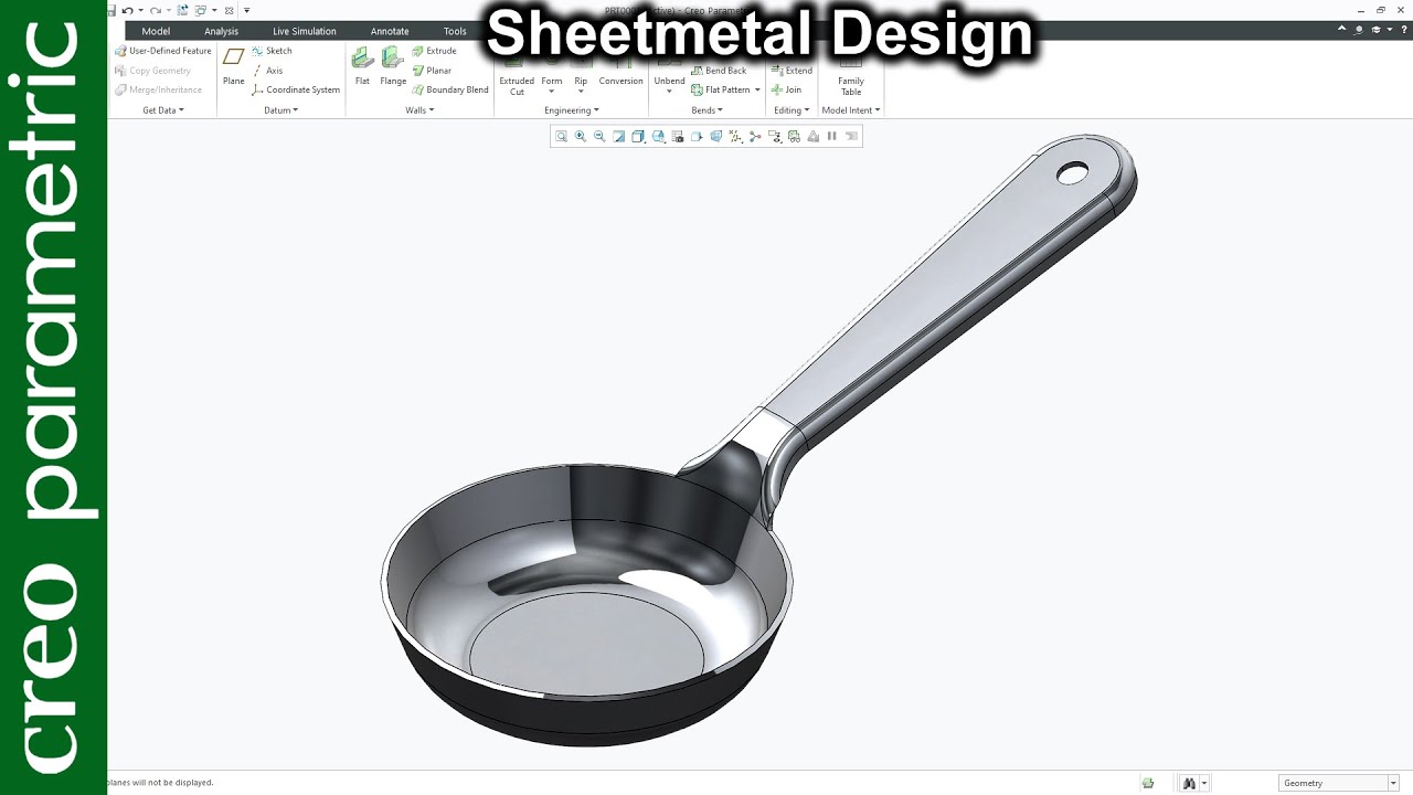 Sheet Metal Tutorial | Spoon with flat pattern in Creo Parametric - YouTube