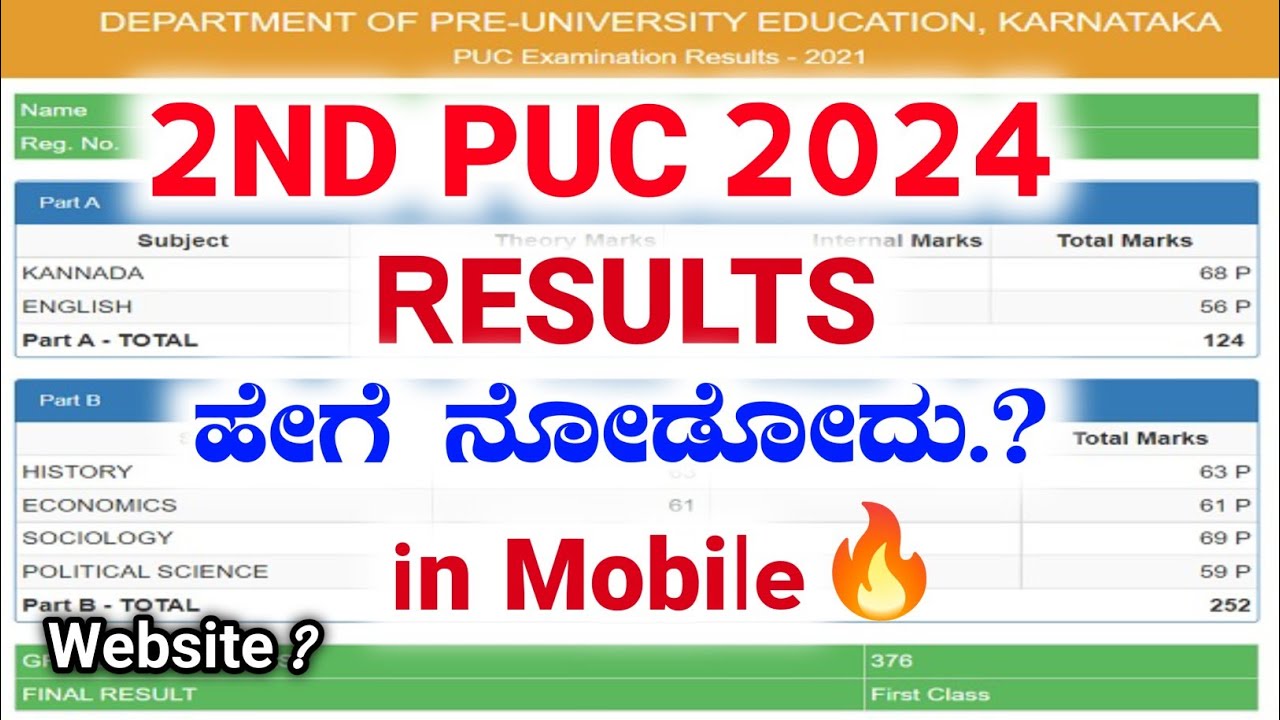 How to Check 2nd PUC Result 2024 In Mobile || 2nd PUC Result 2024 ...