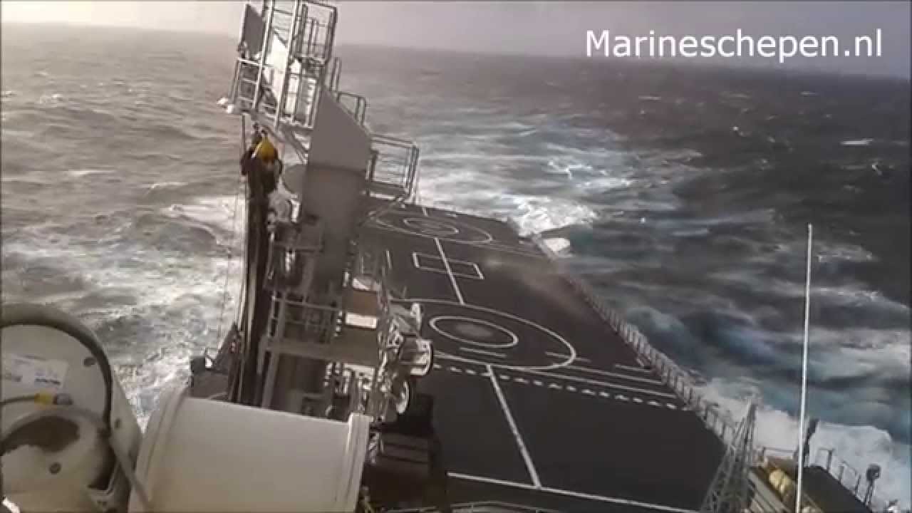 Zr.Ms. Karel Doorman in een storm - YouTube