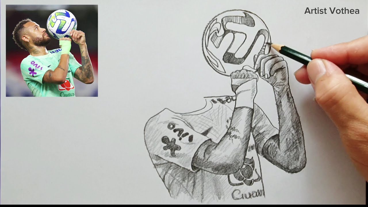 How To Draw Neymar With a Ball / Drawing Neymar Step By Step #neymar ...