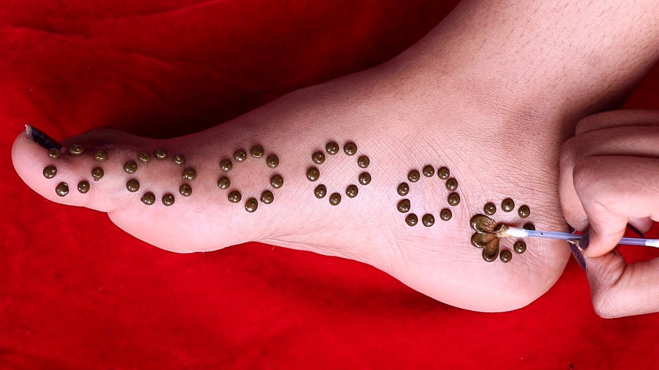 dot mehndi designs for legs by cottun ear buds || dot henna mehndi ...