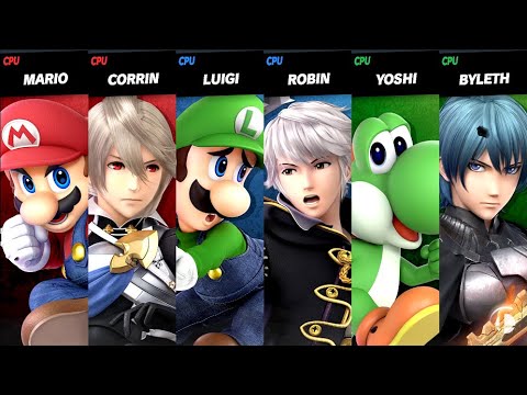 Mario and Corrin VS Luigi and Robin VS Yoshi and Byleth LV 9 CPU Battle ...
