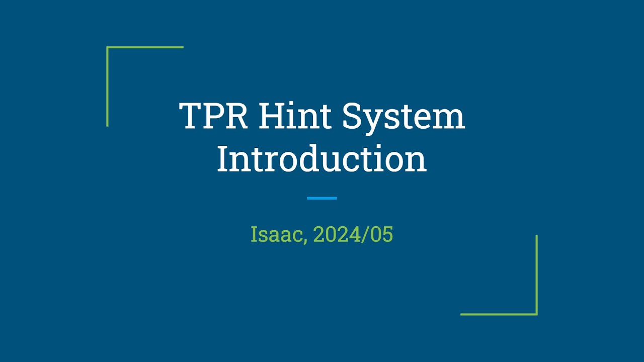 TPR Hint System Introduction - YouTube