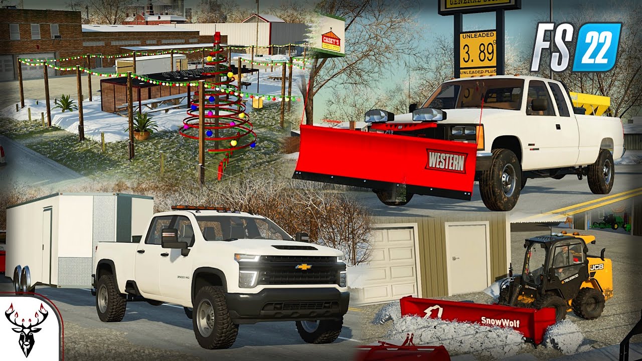 FIRST MAJOR SNOW LETS GET FESTIVE!!! (FS22 Landscaping) - YouTube