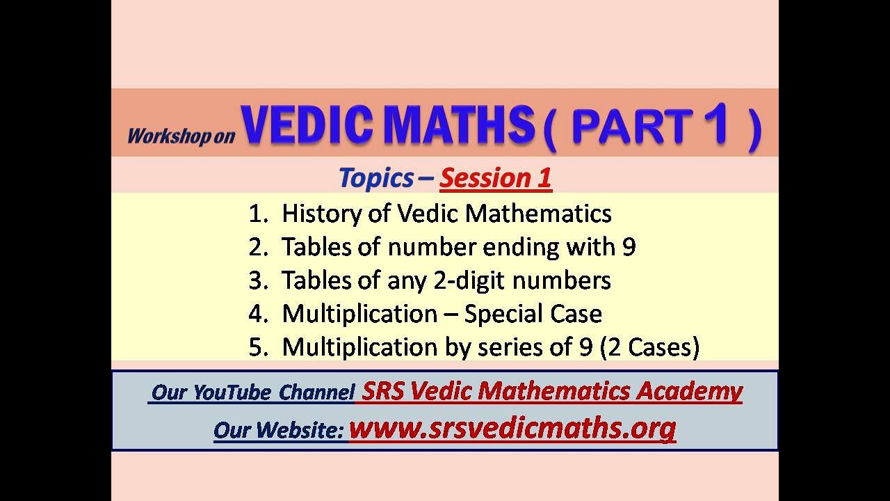 Vedic Maths - Part 1 Session 1 (based on new syllabus) - YouTube