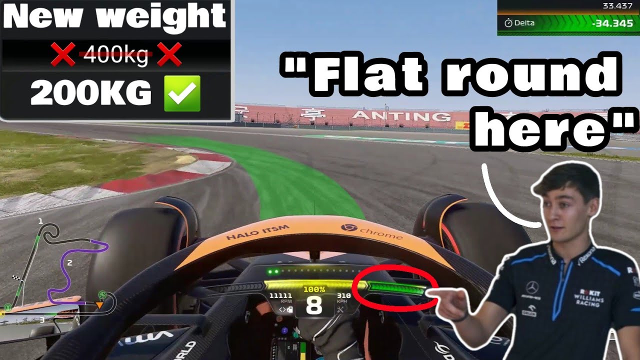 F1, but weight decreases until everything is flat out - YouTube