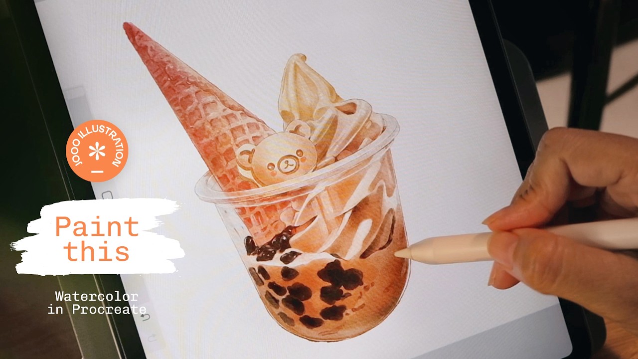 How to Paint a Realistic Brown Sugar Boba Ice Cream in Procreate ...