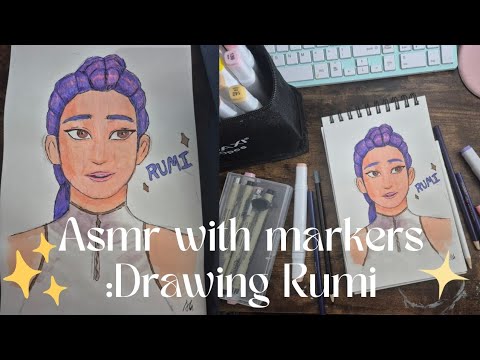 ASMR Alcohol Marker Coloring | Rumi from Kpop Demon Hunters | No ...