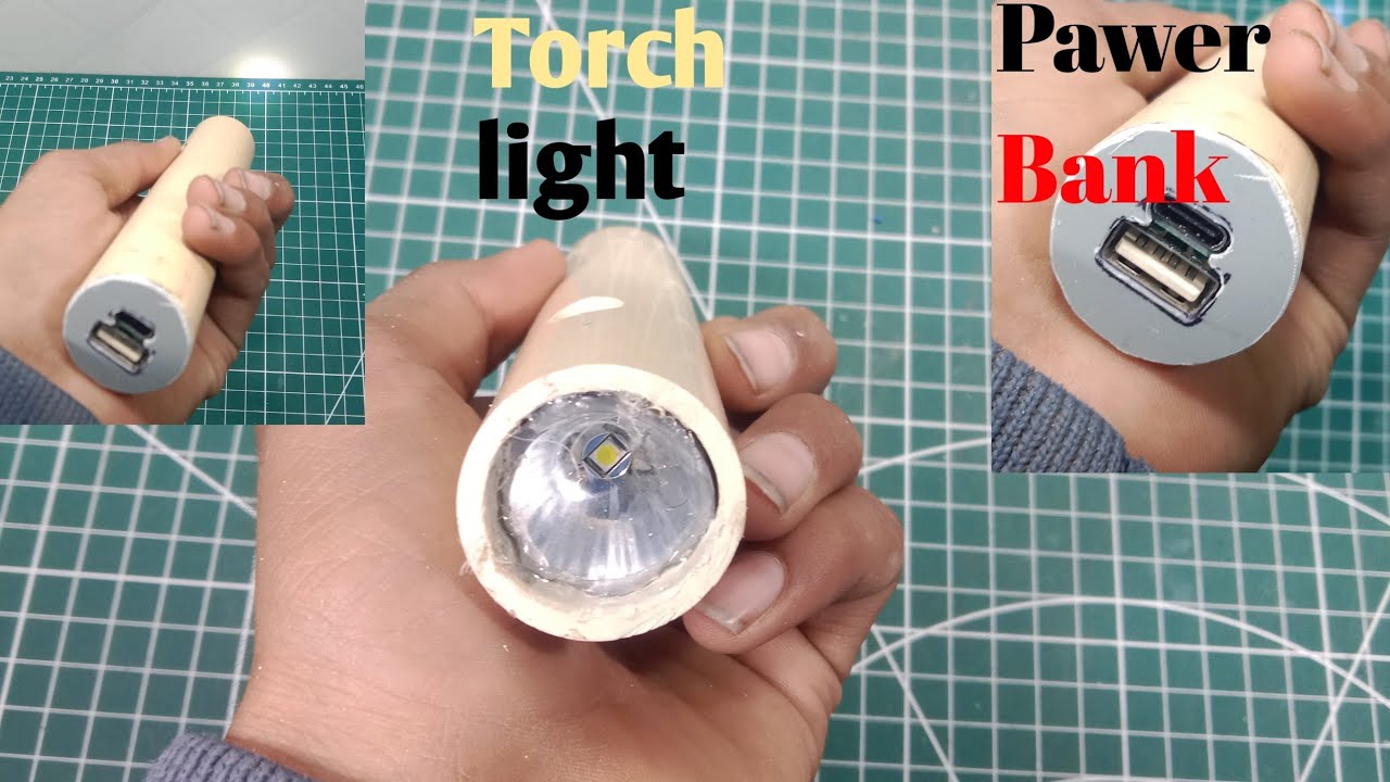 How To Make a Pawer Bank & Torch Light By PVC Pipe - YouTube