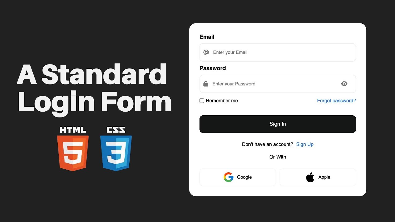 [HTML, CSS] A Standard Login Form - 6 Minutes Tutorial - YouTube
