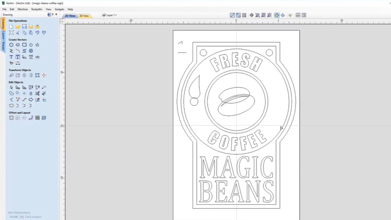 Magic Beans Coffee Sign | Vectric V11 Tutorials - YouTube