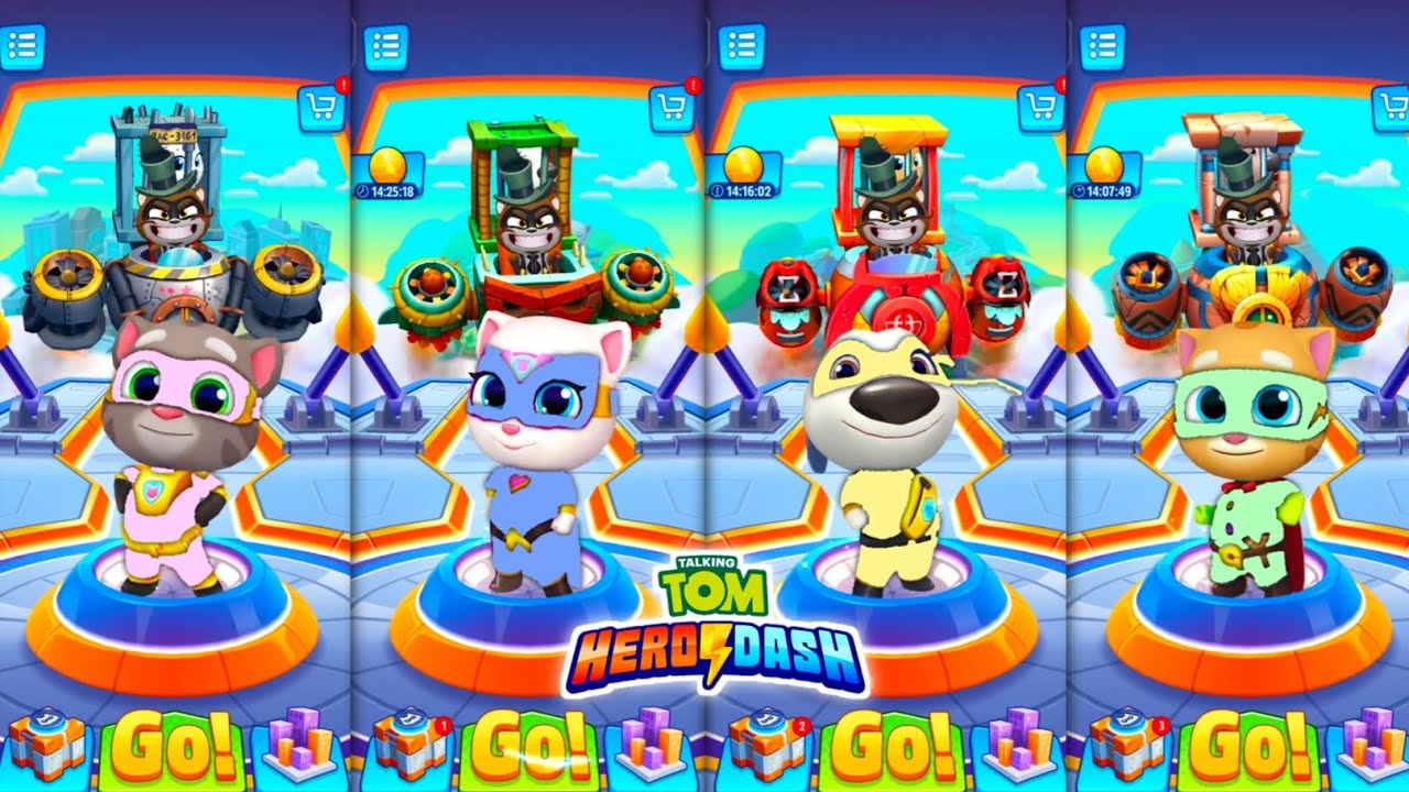 Talking Tom Hero Dash : All Heroes Colourful Suit's & Heroes Fights The ...