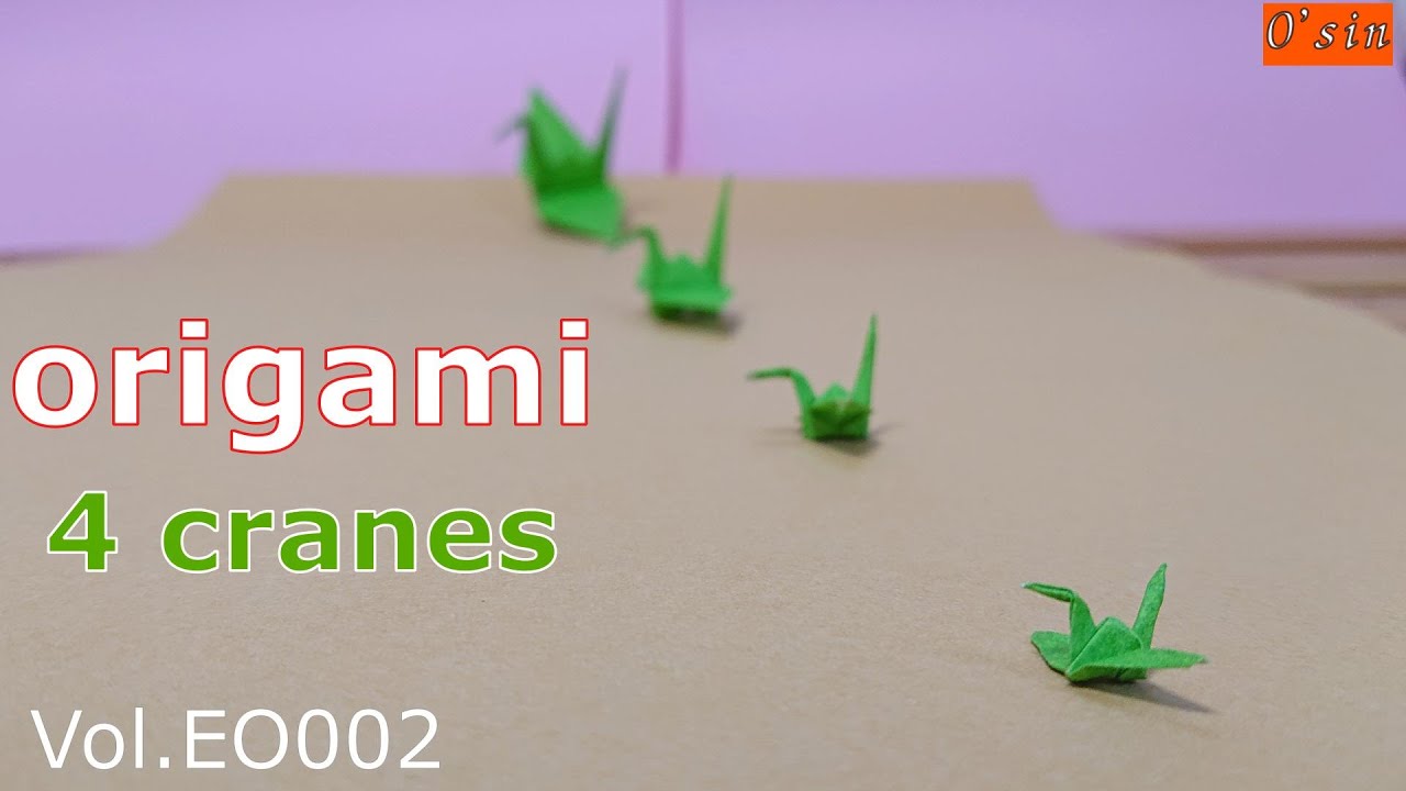 origami How to make a four connected cranes (4羽の鶴）#origami #handmade #diy - YouTube