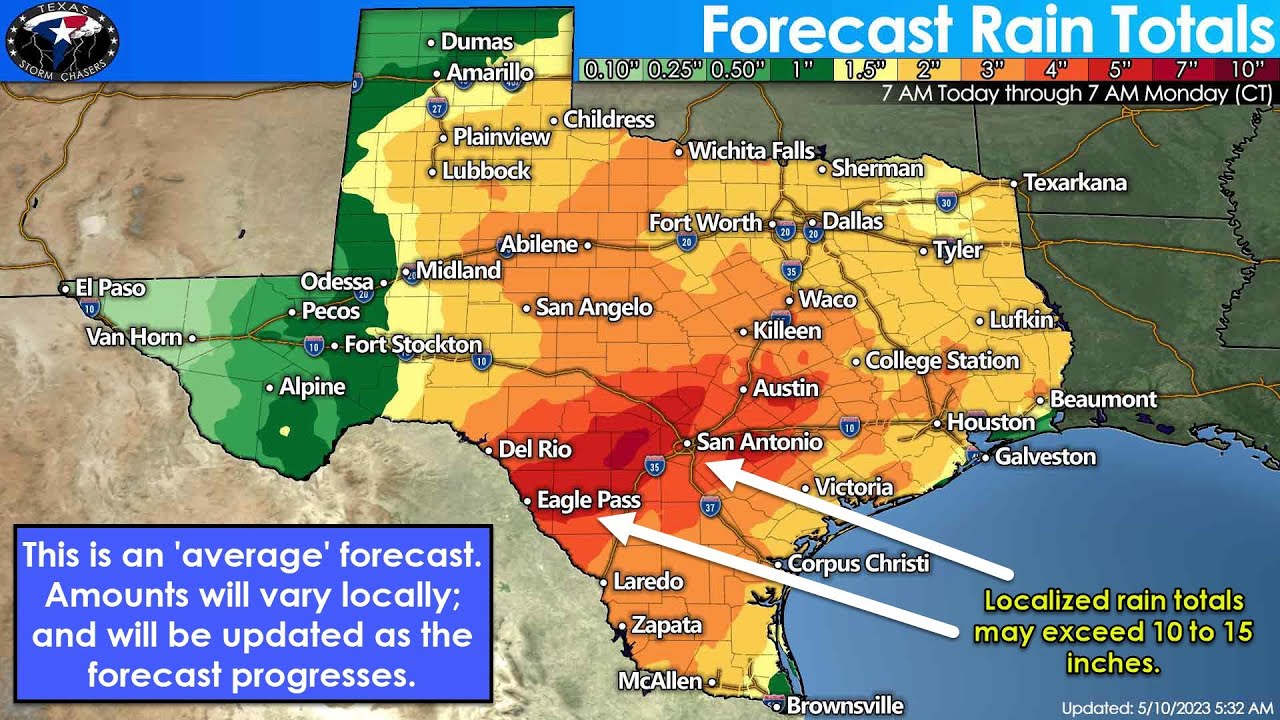 Widespread heavy rains across Texas Friday through Sunday - YouTube