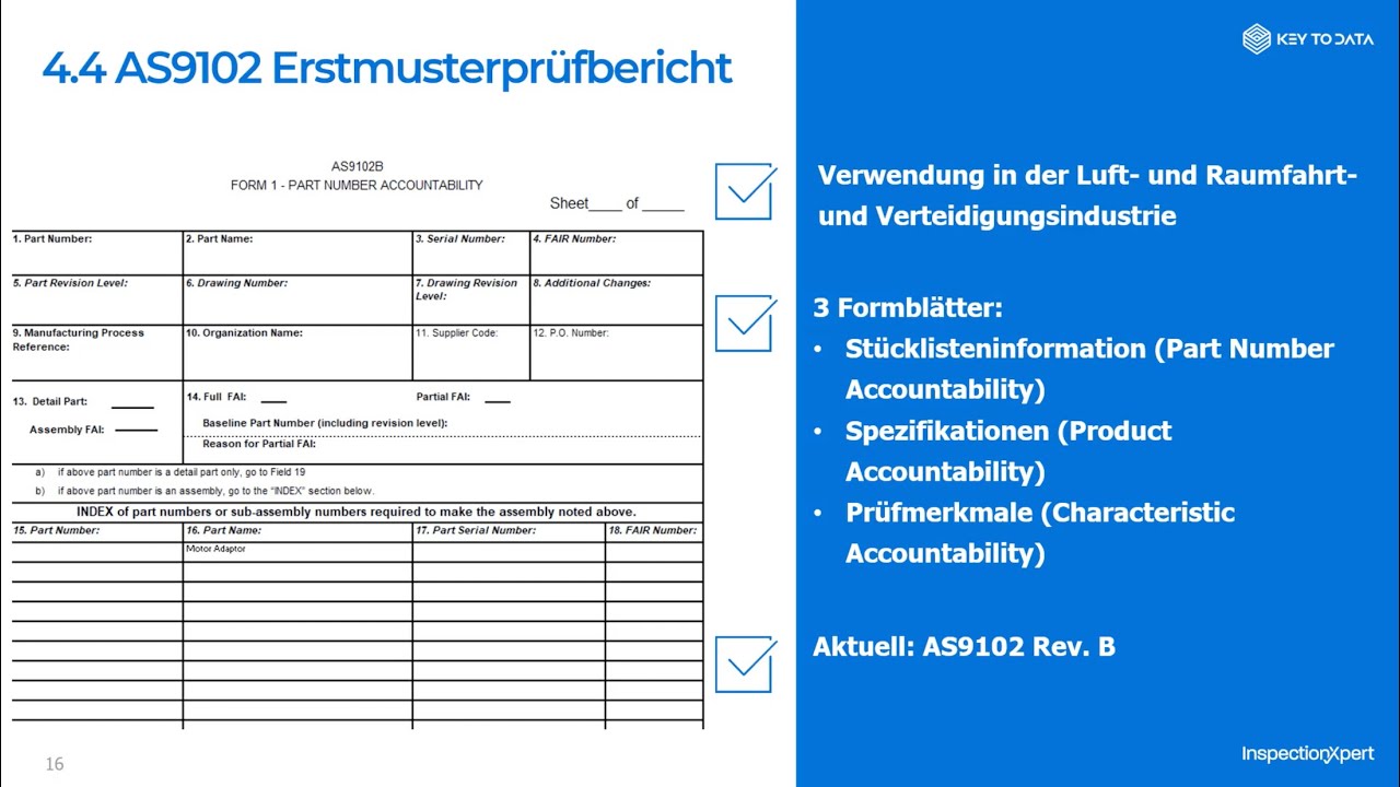 Automatisiert einen AS9102 EMPB (FAIR) mit InspectionXpert erstellen ...