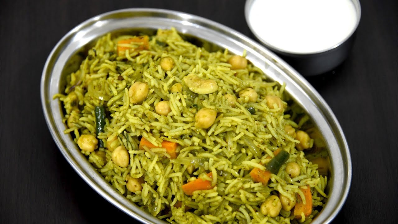 Chole Palak Pulao in Cooker | easy lunchbox rice recipe | chole pulao ...