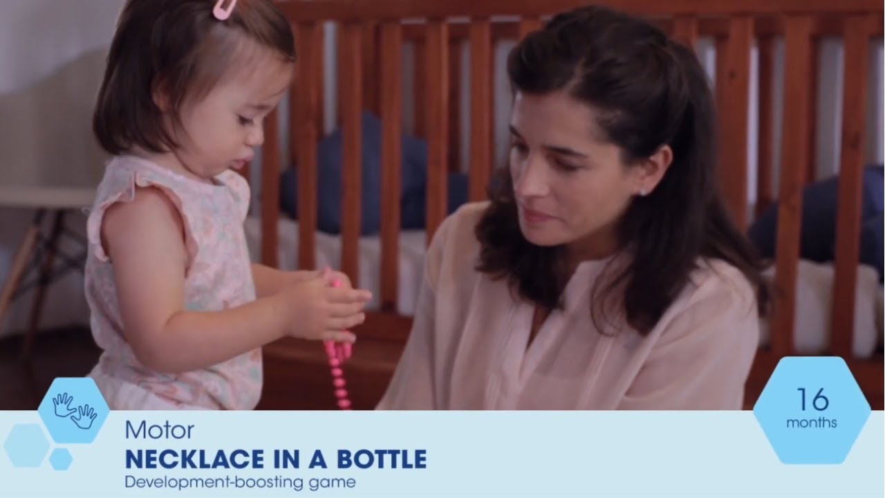 Motor Development Game for Toddlers (Necklace in a Bottle) | Playing ...