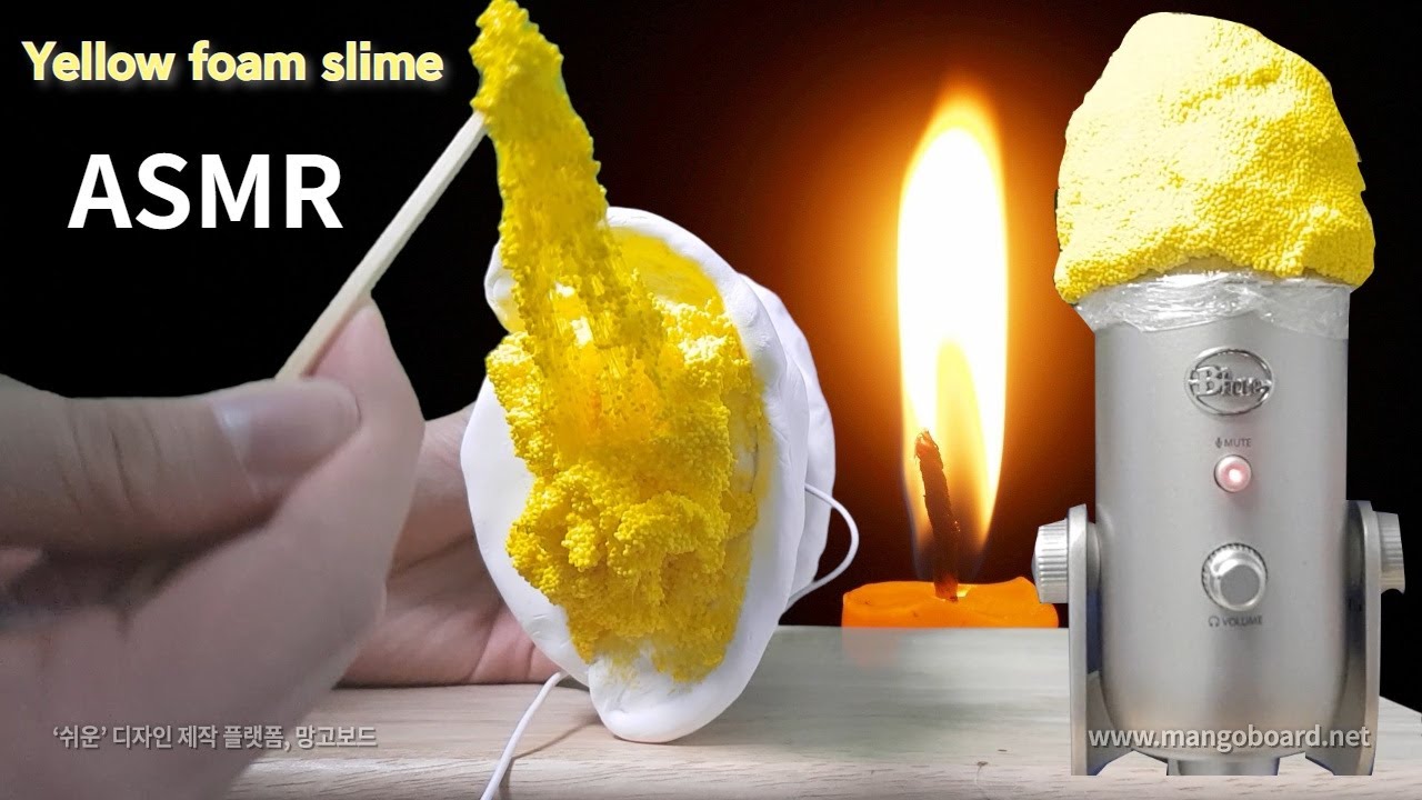 [ASMR] / Yellow Foam slime ASMR / Tingle 100 / Mini 3Dio mike / Yellow ...