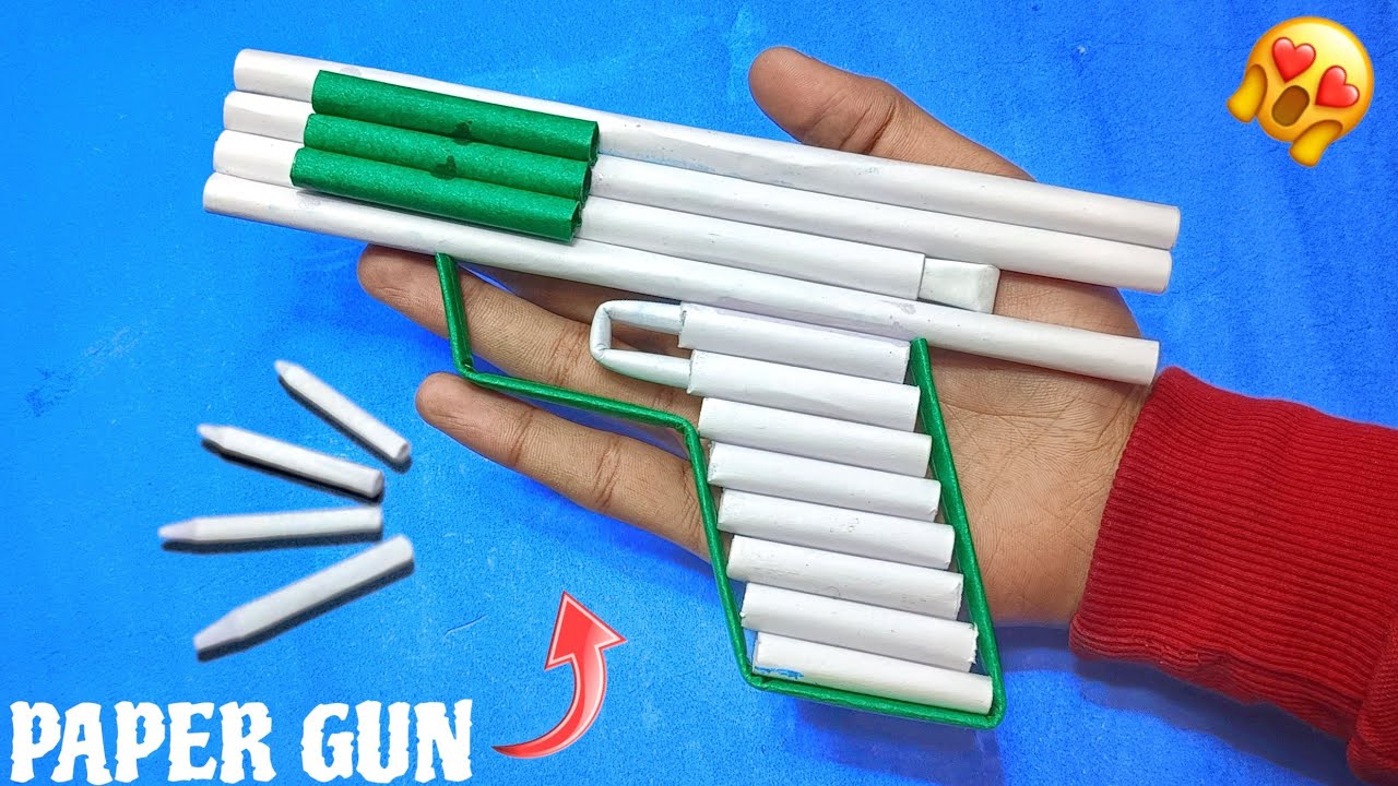 How to make paper gun that shoots paper bullets easy and fast - YouTube