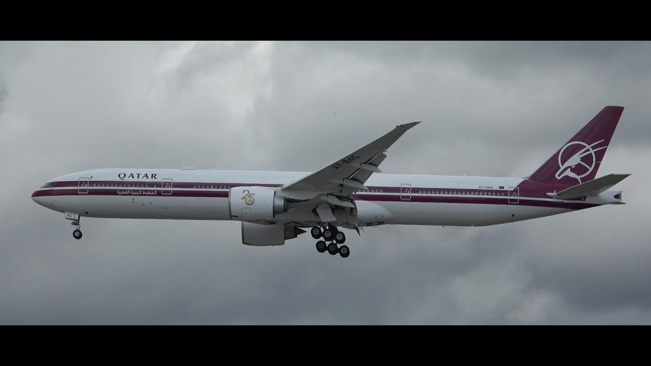(4K) Qatar RETRO Livery Boeing 777-368(ER) A7-BAC On QR7 Is Landing At ...
