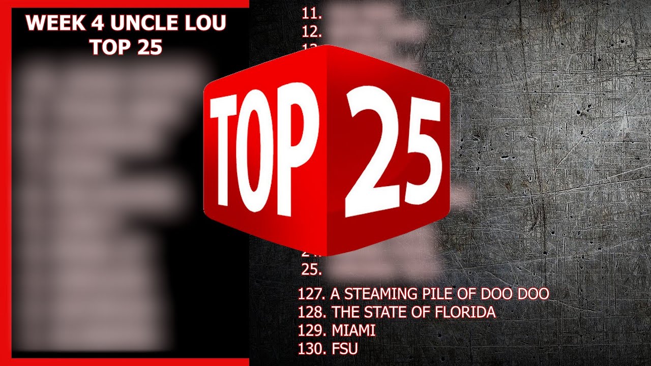 COLLEGE FOOTBALL TOP 25 WEEK 4 2021 THE UNCLE LOU RANKINGS - YouTube
