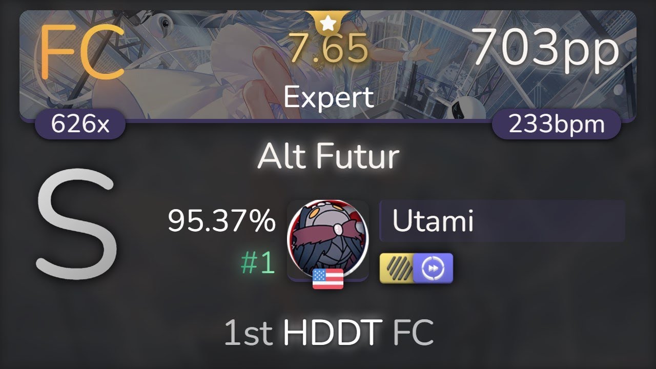 Utami | Silentroom - Alt Futur [Expert] +HDDT 95.37% {#1 703pp FC ...