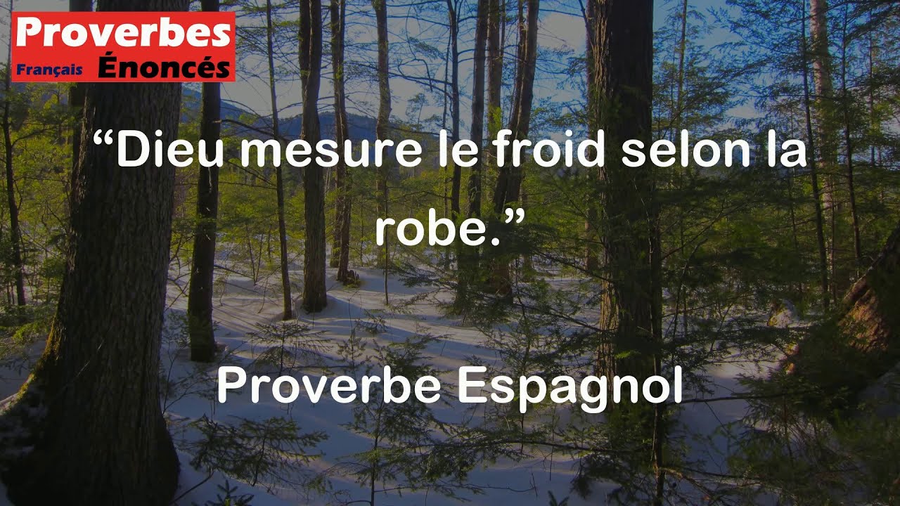 Proverbe Espagnol - Dieu mesure le froid selon la robe. - YouTube