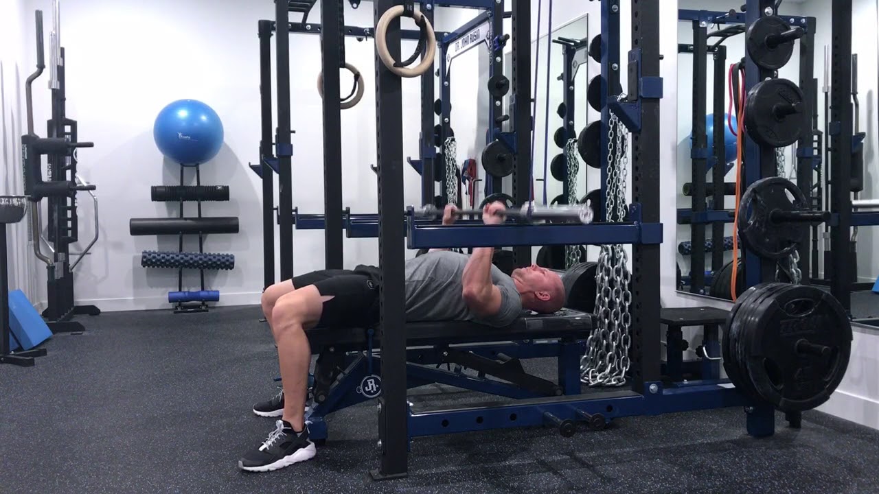 Reverse Band Barbell Pin Press - YouTube