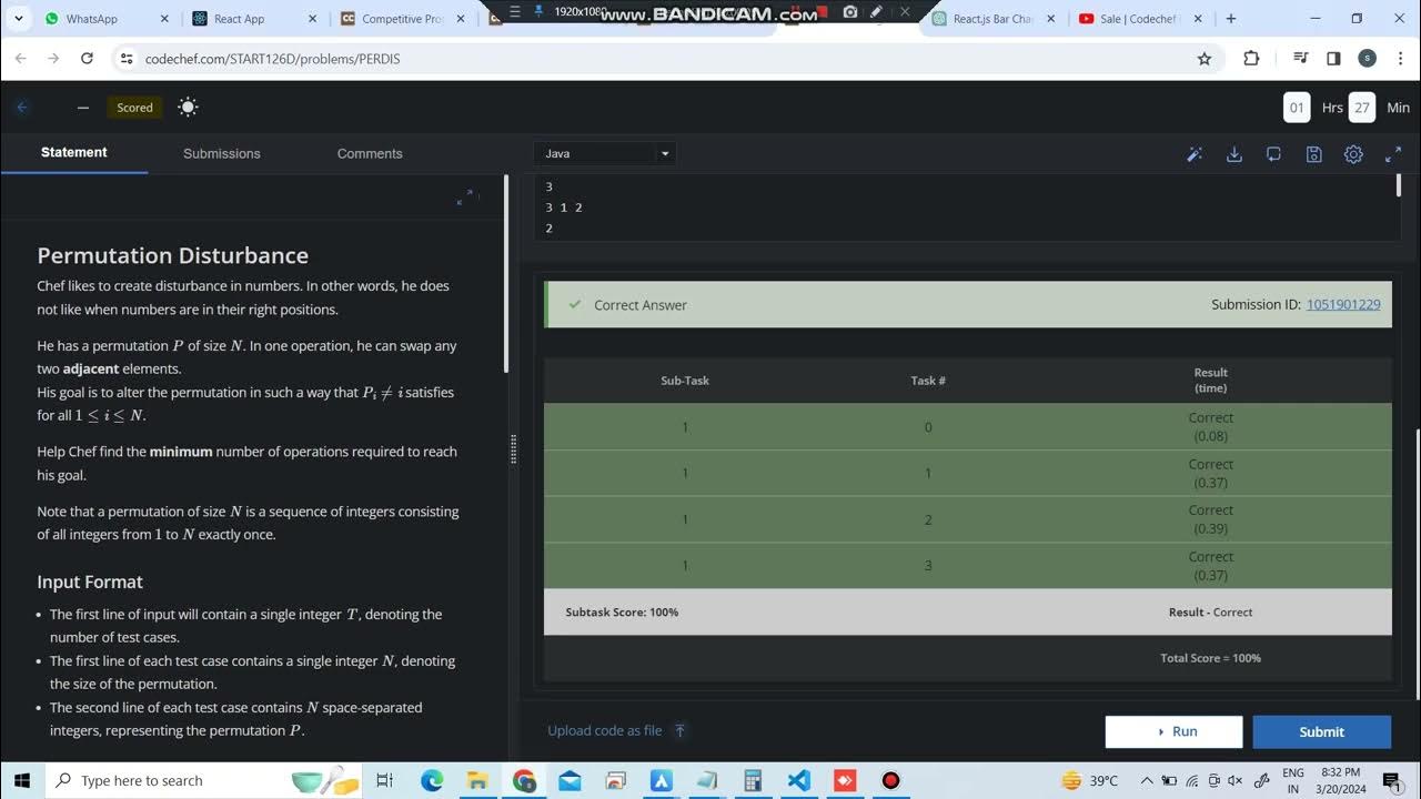 Permutation Disturbance | Codechef | Starters 126 | Sol Code In Comment ...