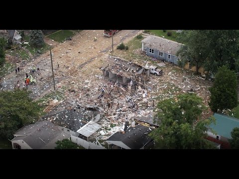 Drone video shows the remains of home explosion - YouTube