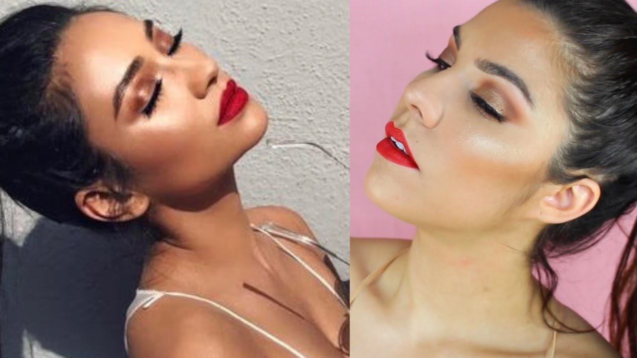 Shay Mitchell Inspired Makeup Tutorial: Summer Red Lip Makeup - YouTube