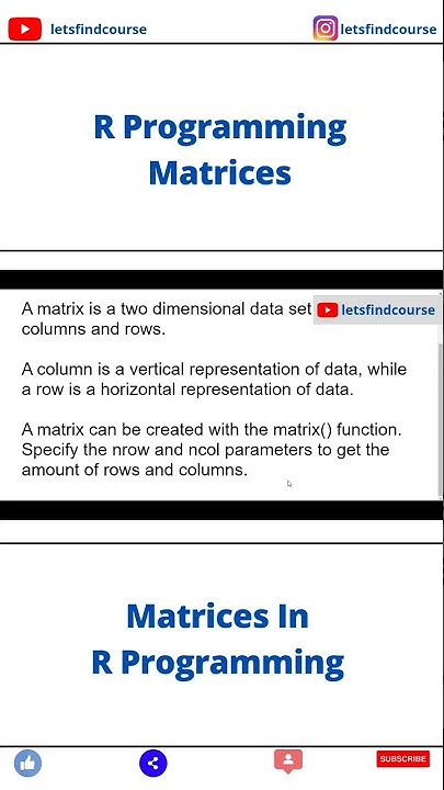 R Programming Matrices | Matrices In R Programming Language #rprogramming - YouTube