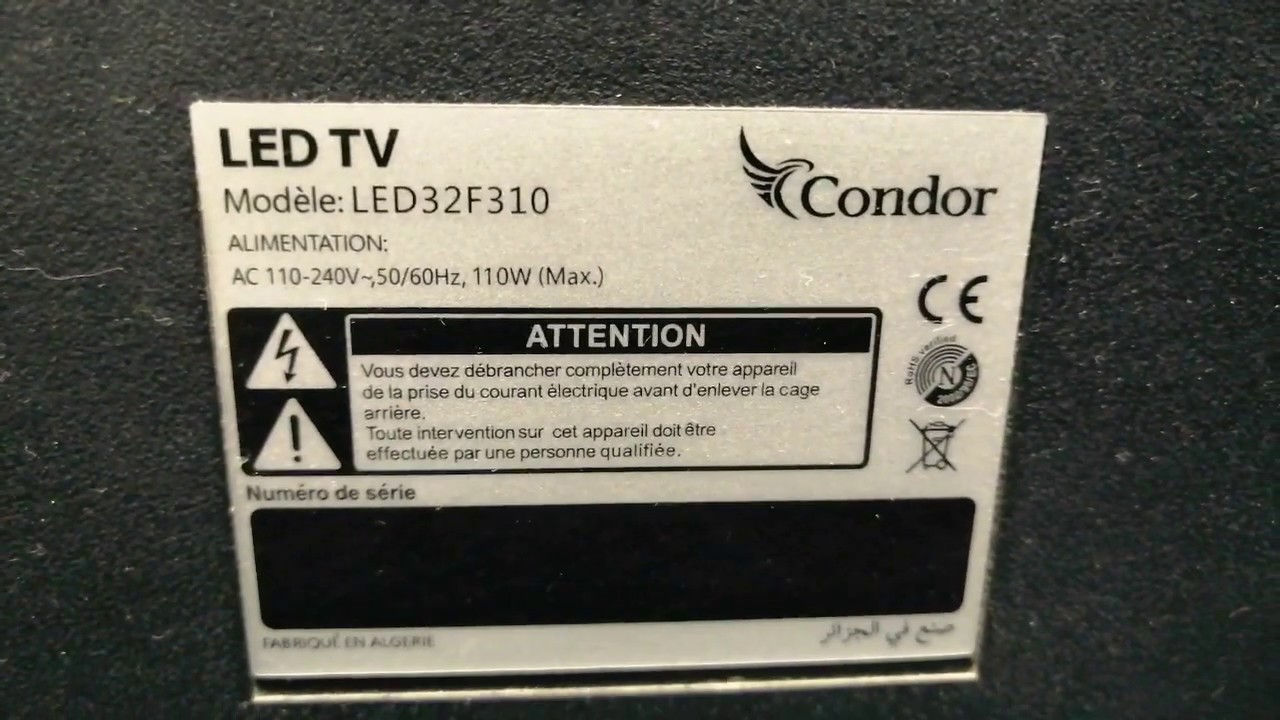 Tv Condor led 32F310 Bloqué sur stand-by تصليح تلفاز كوندور متوقف على ...