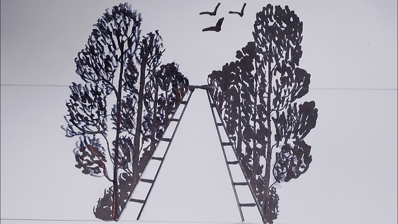 How to draw a road with trees। Road drawing।Sowa Moni arts - YouTube