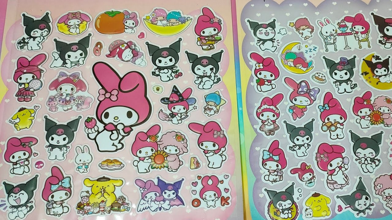Play sticker 🌈🌷#unboxing Melody and Kuromi sticker set, decorate the ...