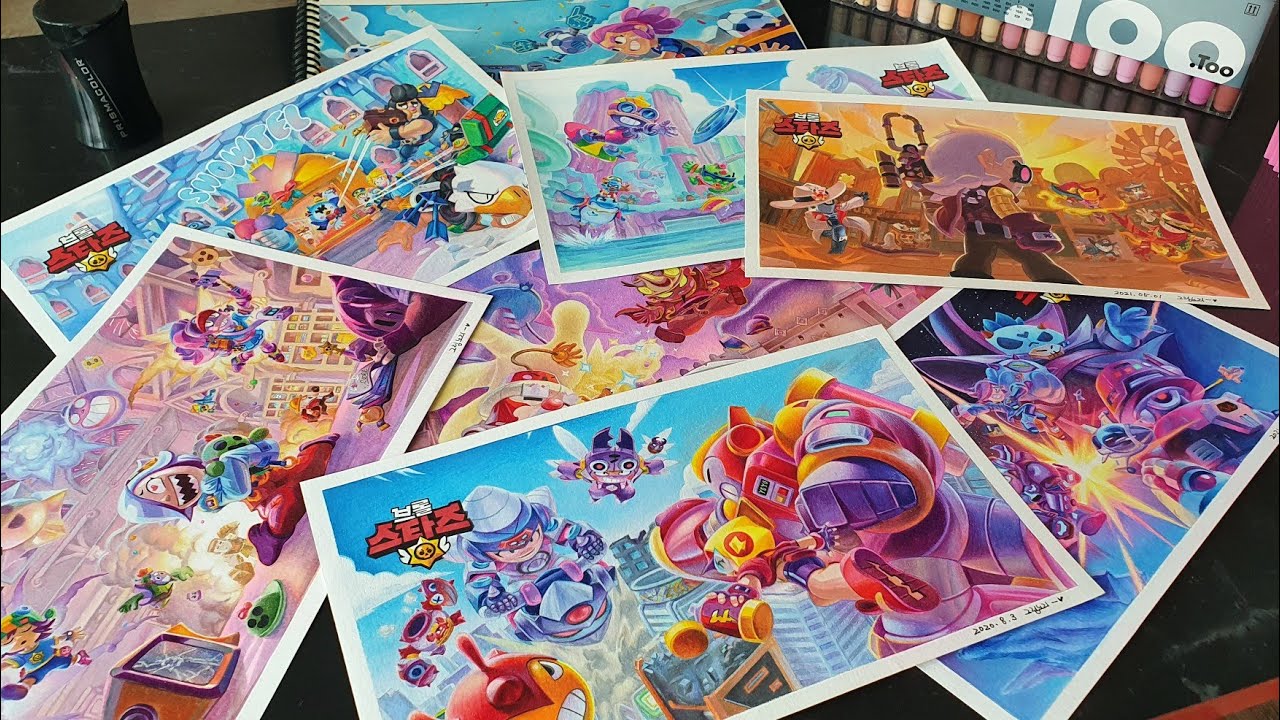 Drawing ⭐Brawl Stars⭐ Loading screen & music | 브롤스타즈 로딩스크린 그리기 모음 - YouTube