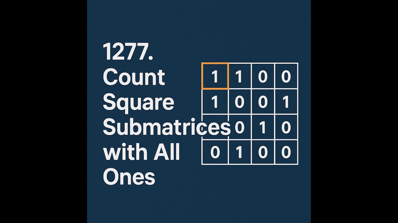 1277. Count Square Submatrices with All Ones | LeetCode Explained with DP - YouTube