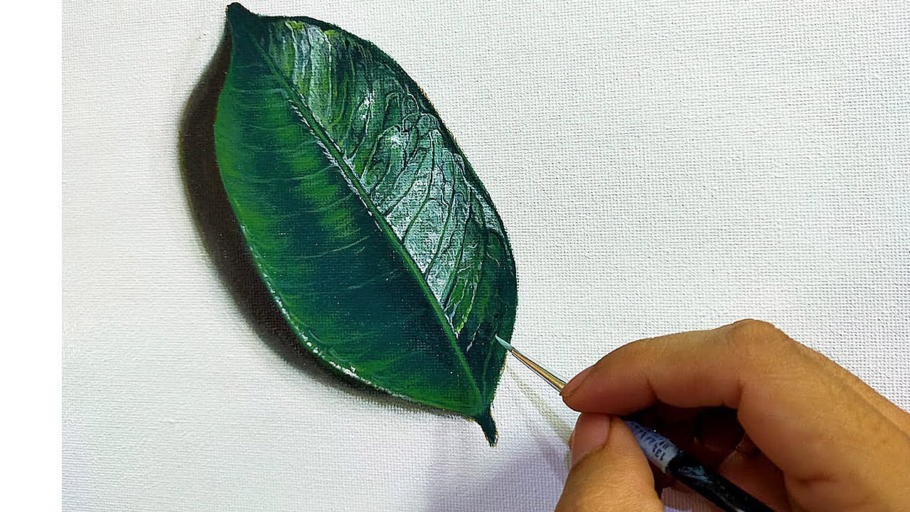 Acrylic Painting in Time-lapse / Realistic Leaf / JMLisondra - YouTube
