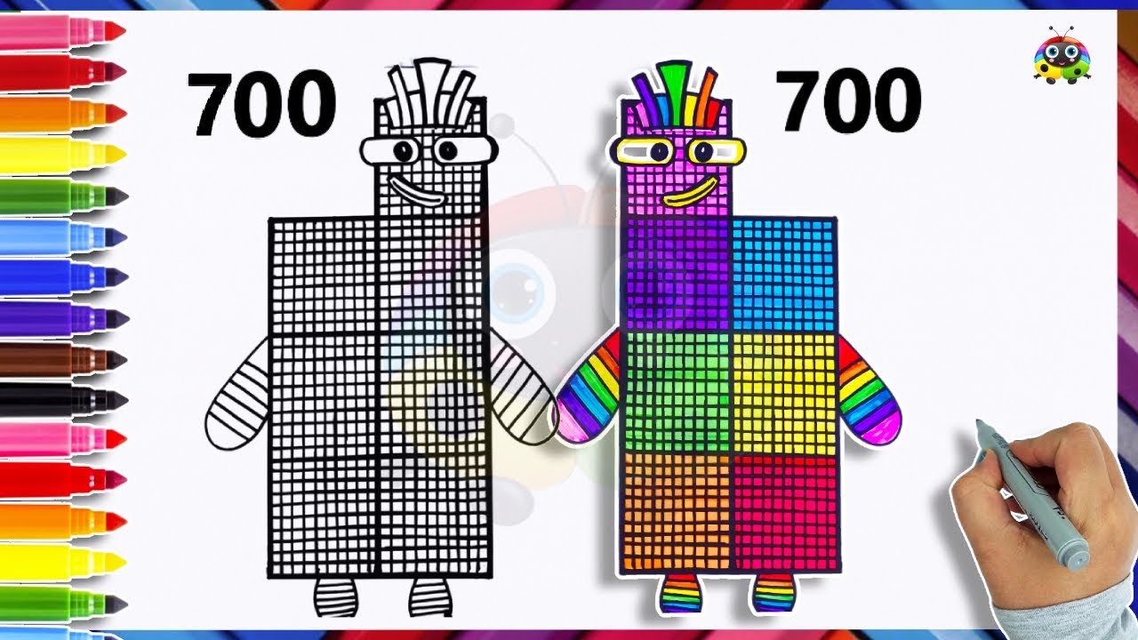How To Draw Numberblock 700 & Coloring For Kids| Drawing & Coloring ...