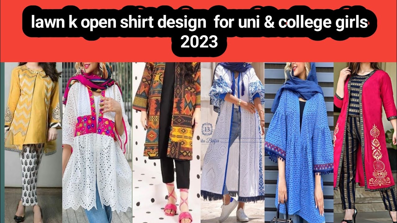 lawn ke open shirt design for uni & college girls/Open Shirt designin ...