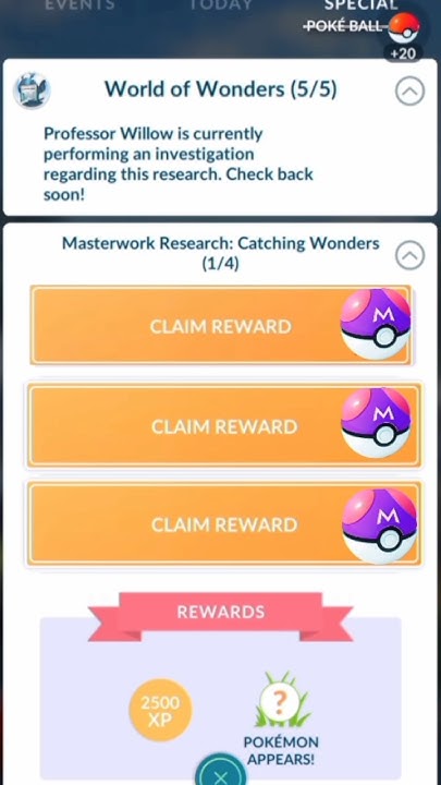 Masterwork Research: Catching Wonders first page claimed in #pokemongo#game#research - YouTube