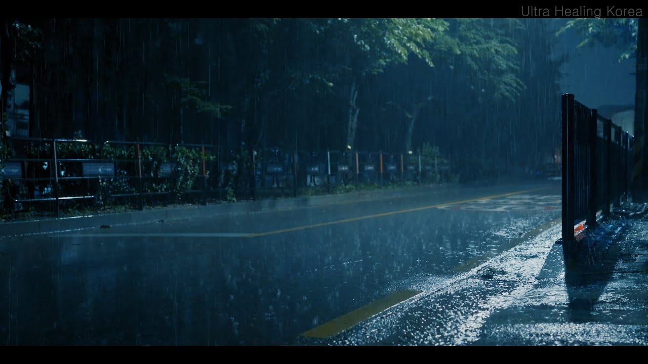 Rainy road at night, improving insomnia, and the sound of rain for a ...