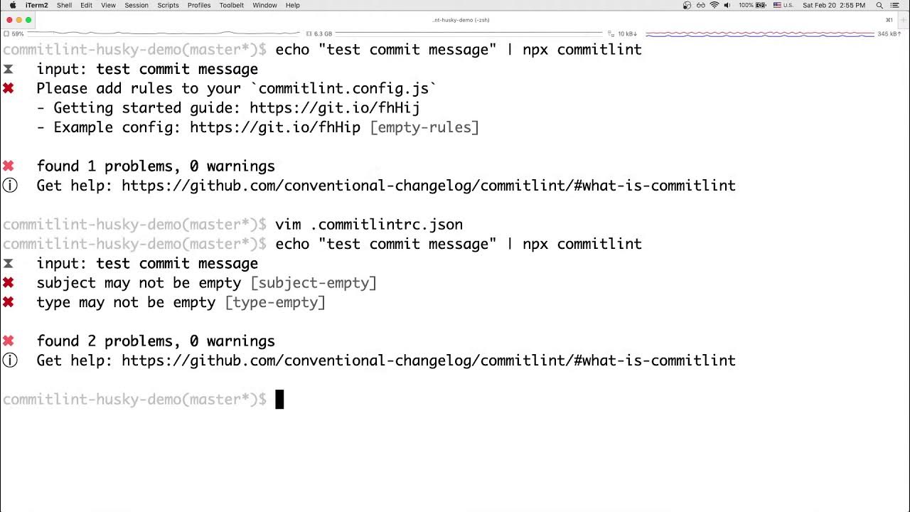 How To Lint Git Commit Messages With Commitlint And Husky Youtube