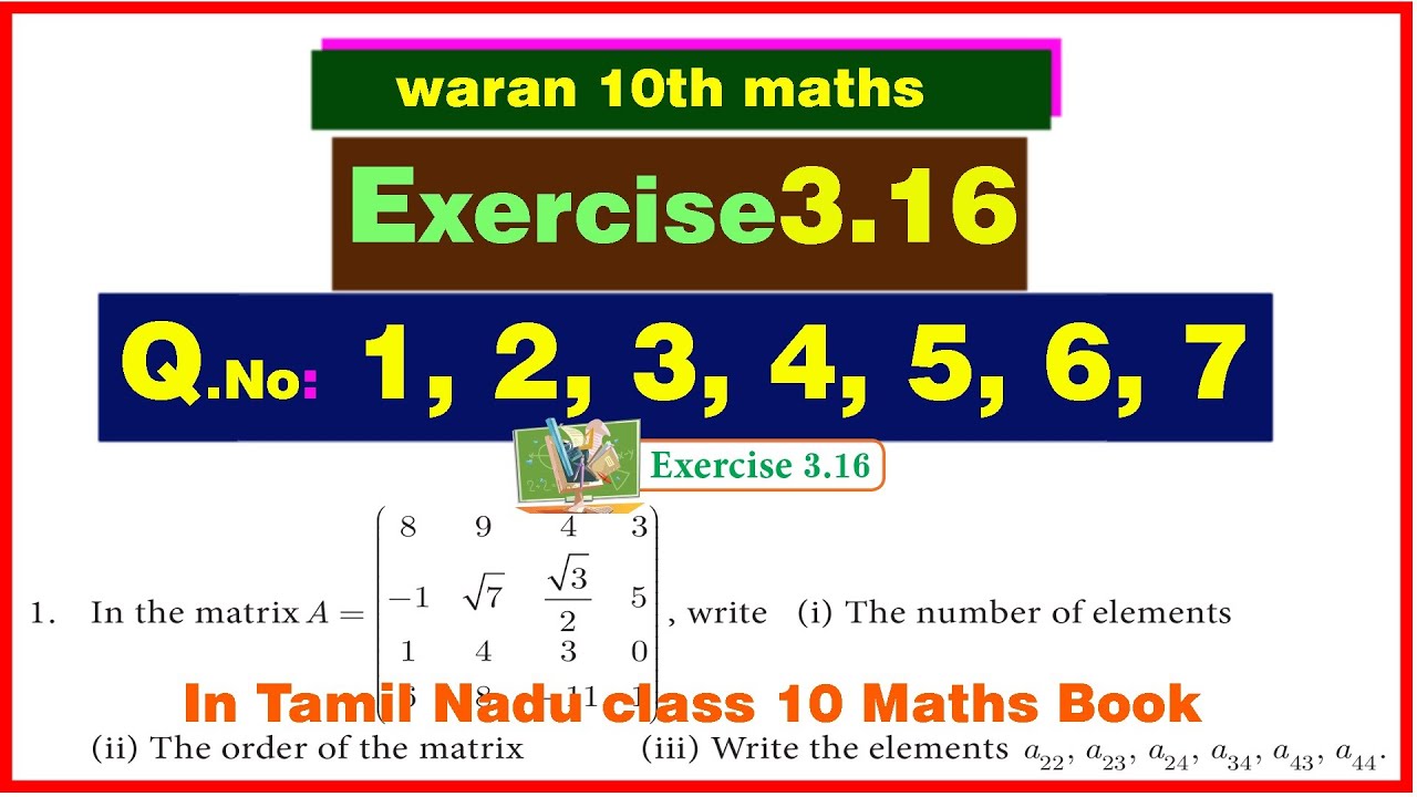 TN 10th std Maths Exercise 3.16 Q.No 1,2,3-i, ii, 4,5,6,7-i, ii in ...