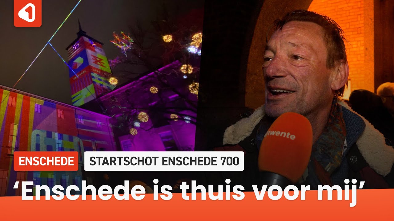 Feestjaar Enschede700 begint met spectaculaire lichtshow - YouTube