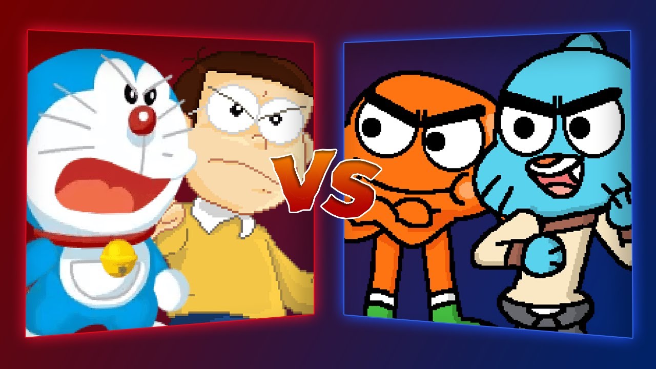 MUGEN Battle - Nobita/Doraemon vs Gumball/Darwin - YouTube